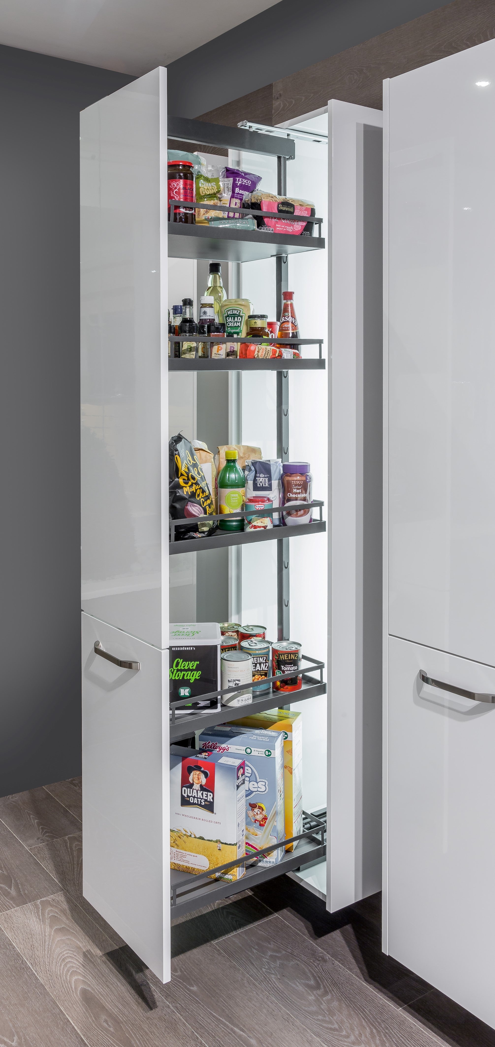 Style Anthracite, 300mm Studio Height Full Extension Larder Unit With