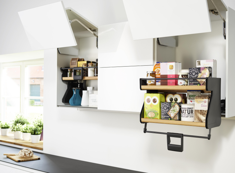 iMove Pull Out Wall Unit, 500mm 2 Tier, Anthracite, Oak Base & Back